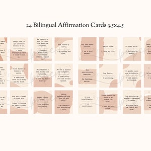 24 Printable Spanish Affirmation Cards, Editable Boho Bilingual ...