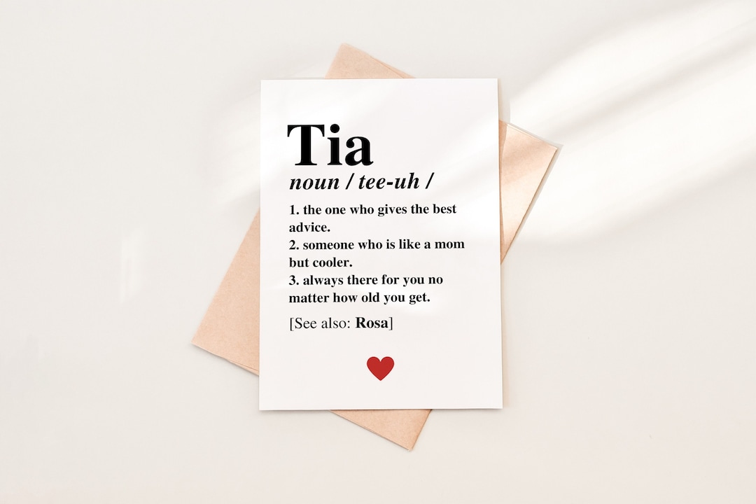 Printable Tia Birthday Card Personalized Aunt Definition - Etsy