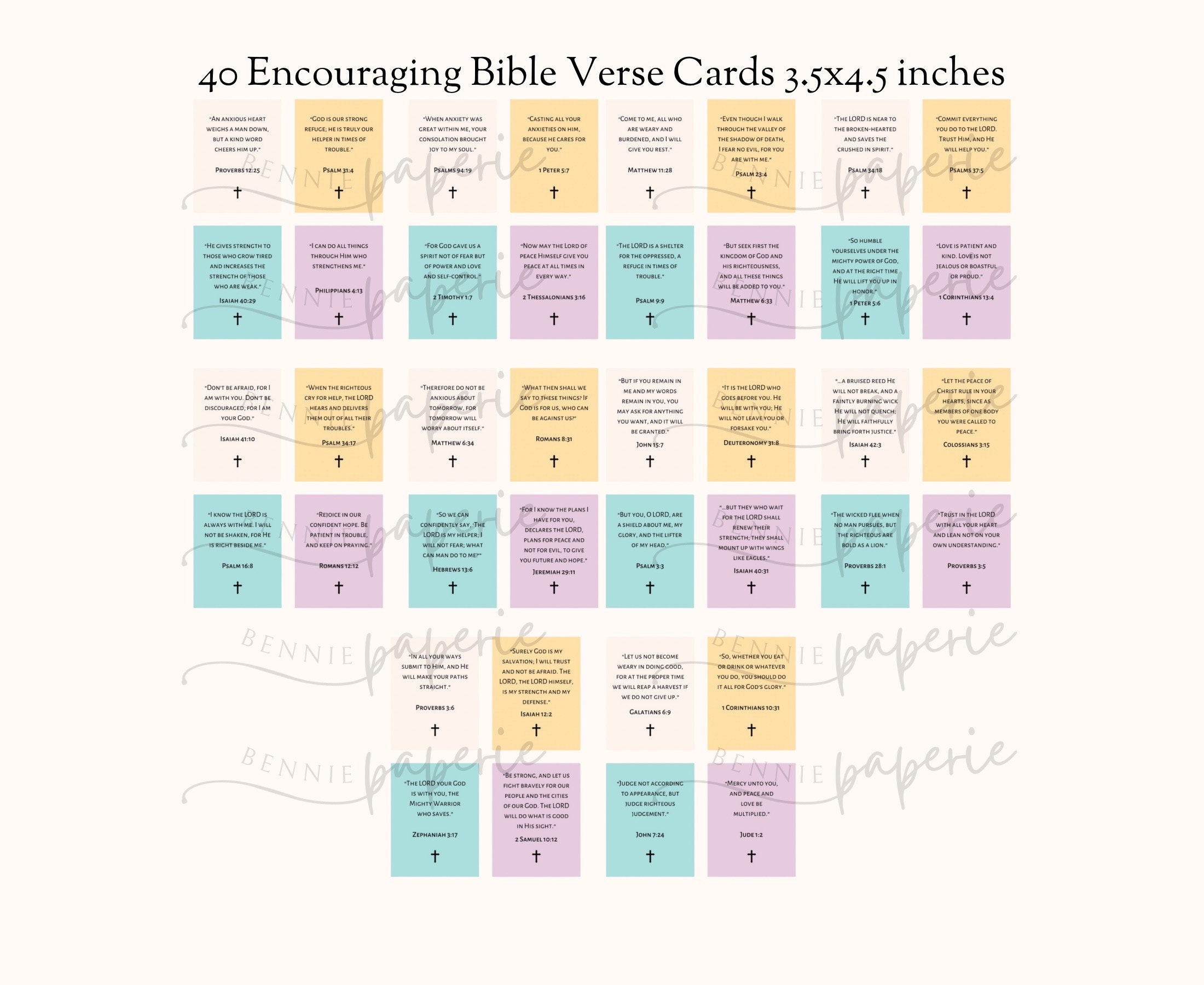 40 Printable Bible Verse Affirmation Cards, Bible Verses for Anxiety ...
