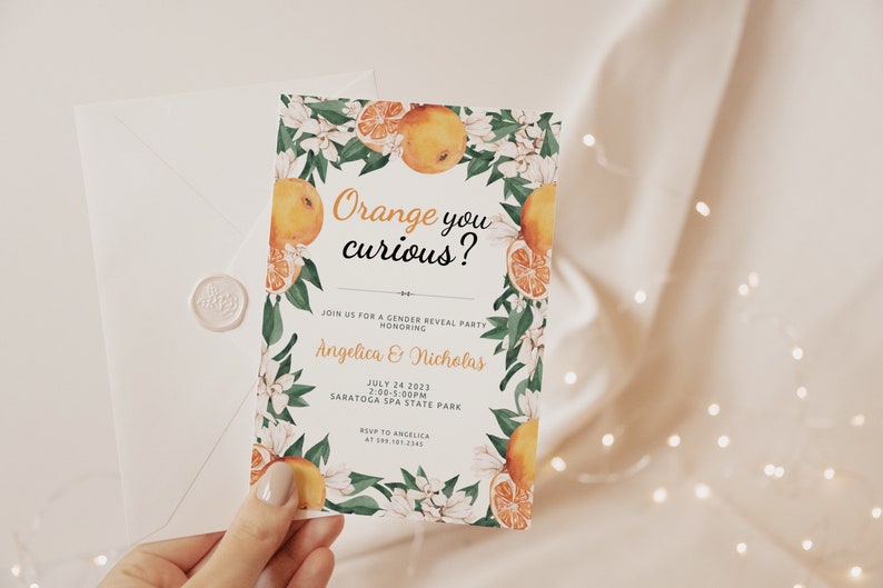 Orange Gender Reveal Invitation Orange You Curious Invite - Etsy