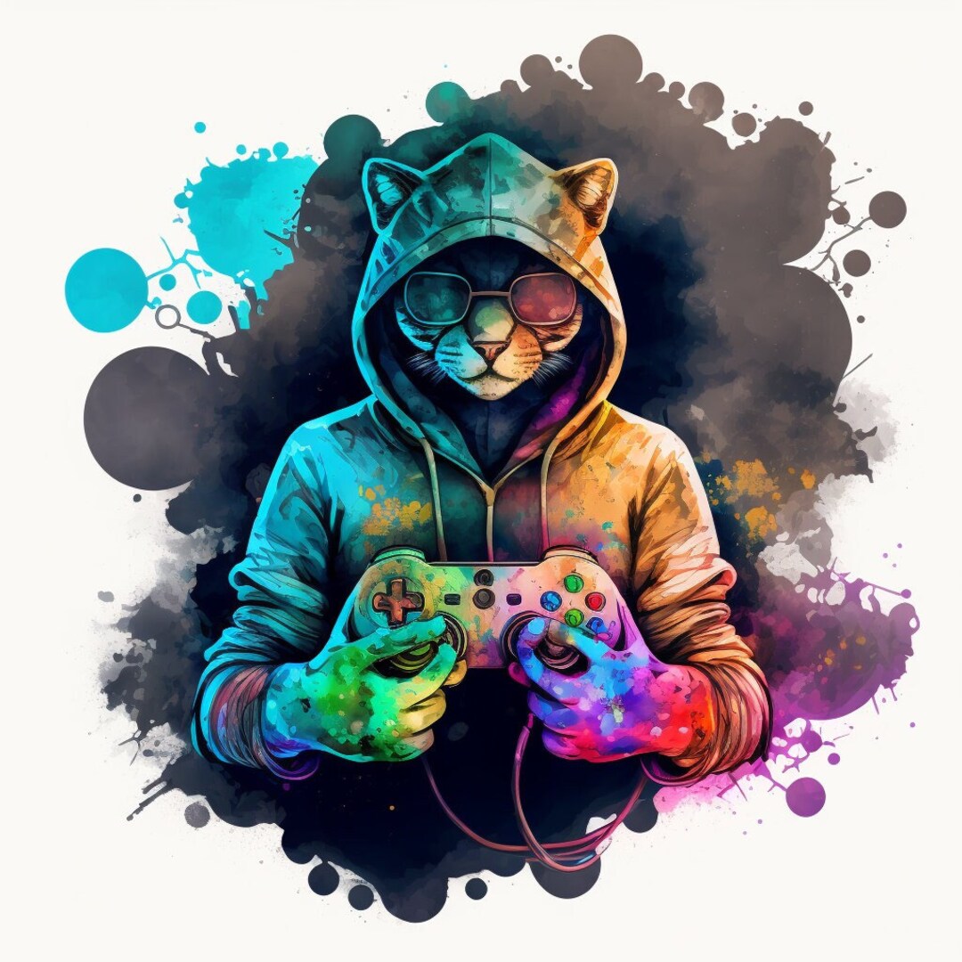 Cosmic Gamer Cat - Etsy