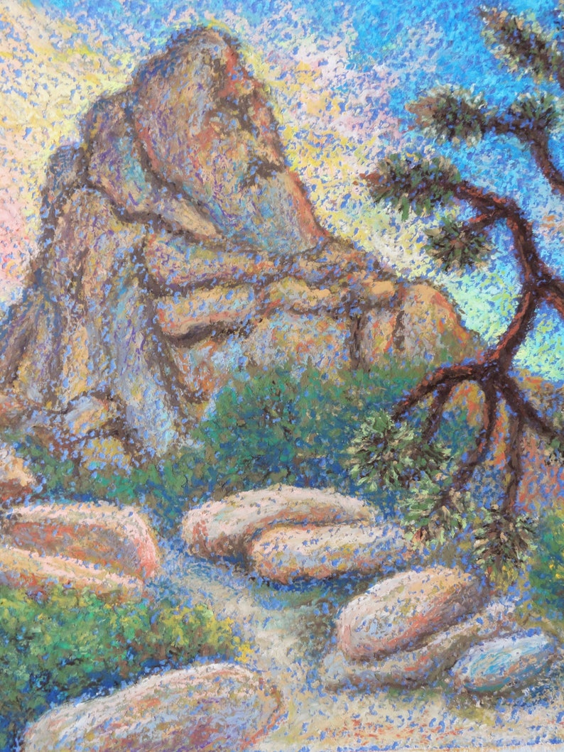 Joshua Tree California Art Print From Original Painting Oil Pastel ...