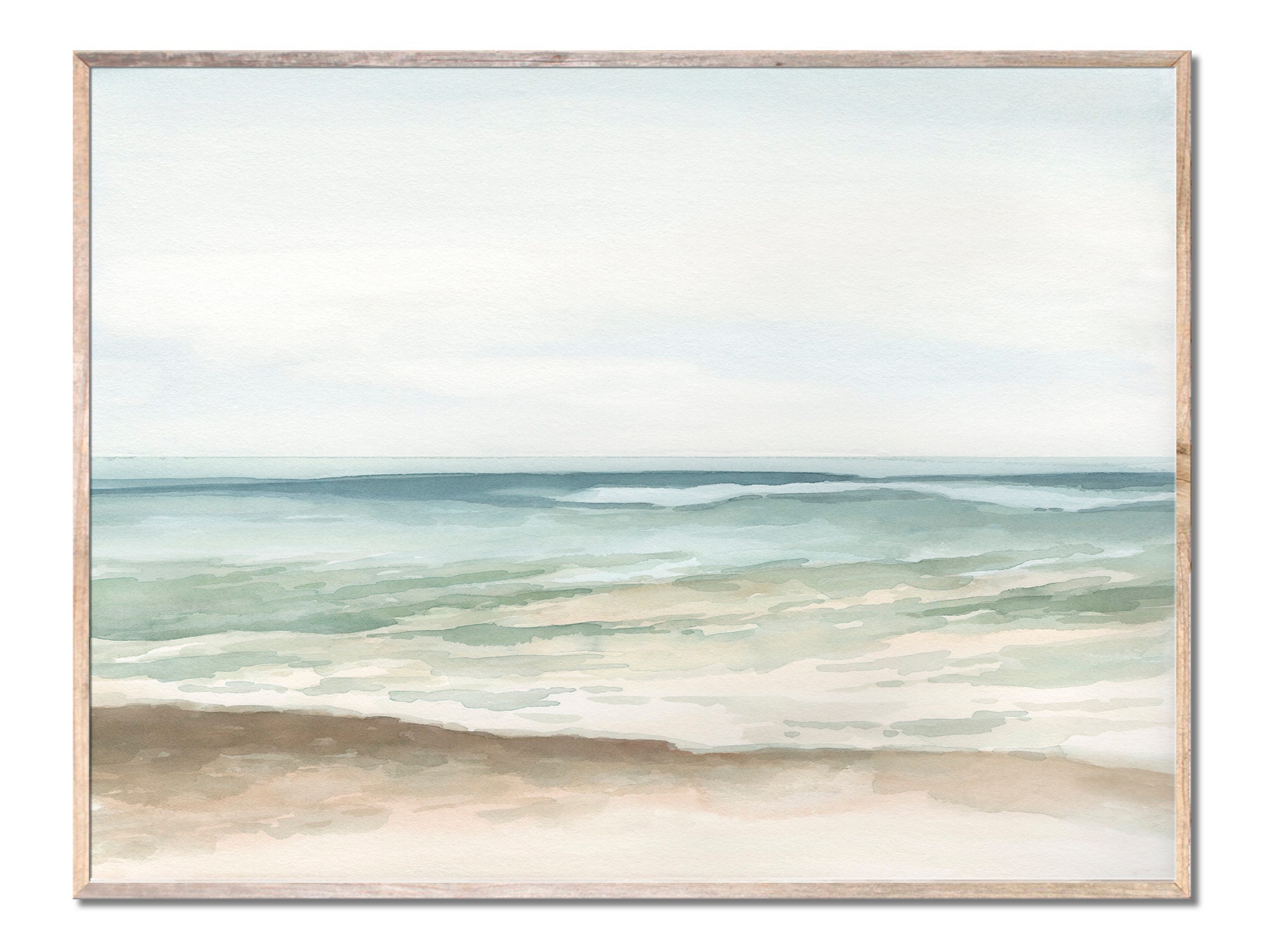 Large Coastal Landscape Art Print Panoramic Seascape Watercolor ...