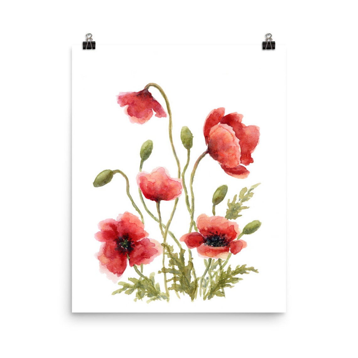 Poppy Painting Poppy Art Print From Original Watercolor Painting Red ...