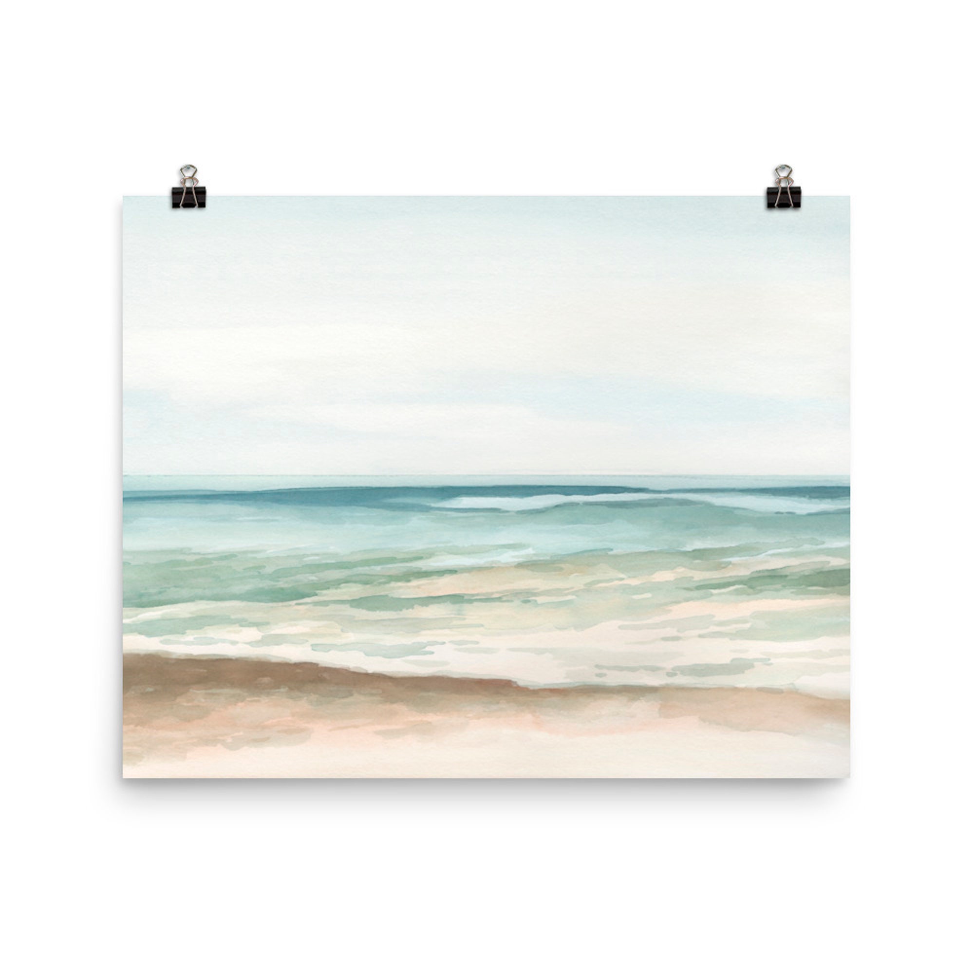 Large Coastal Landscape Art Print Panoramic Seascape Watercolor ...