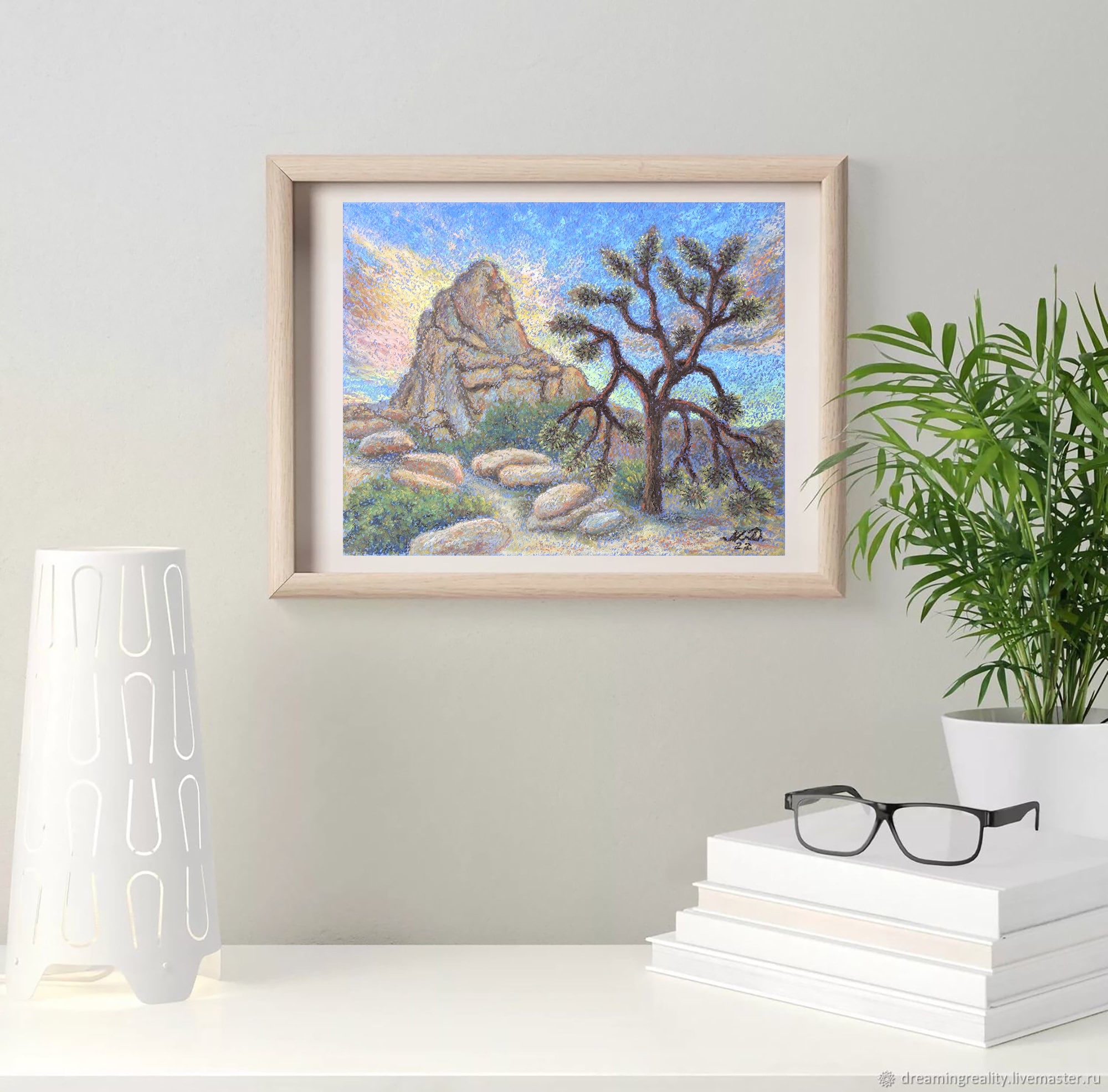 Joshua Tree California Art Print From Original Painting Oil Pastel ...
