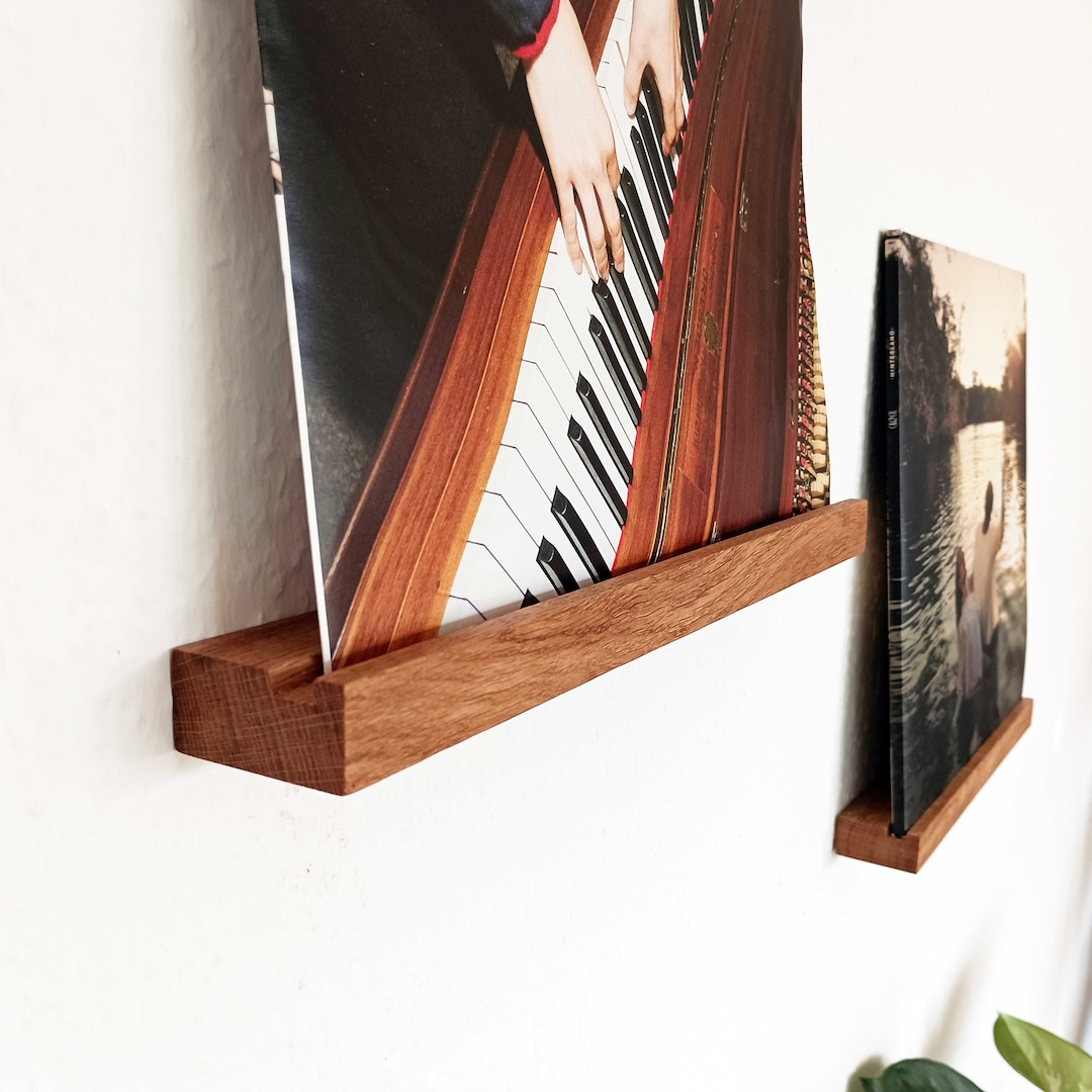 Solid Oak Record Shelf Vinyl Shelf Decor Record Wall Mount Record Shelf Vinyl Strip Record Stand ...