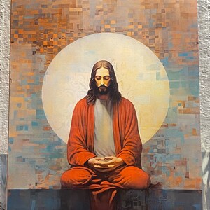 Jesus Meditating Art Print Framed Spiritual Wall Art Jesus Yoga Art ...