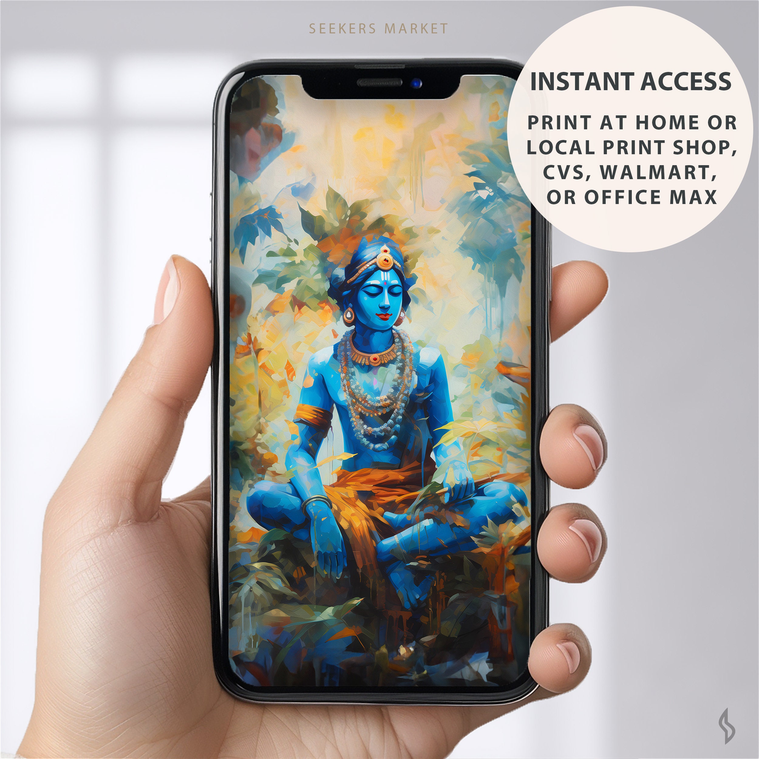 Printable Art Lord Krishna Art Krishna Art Flowers Oil Painting Hindu ...