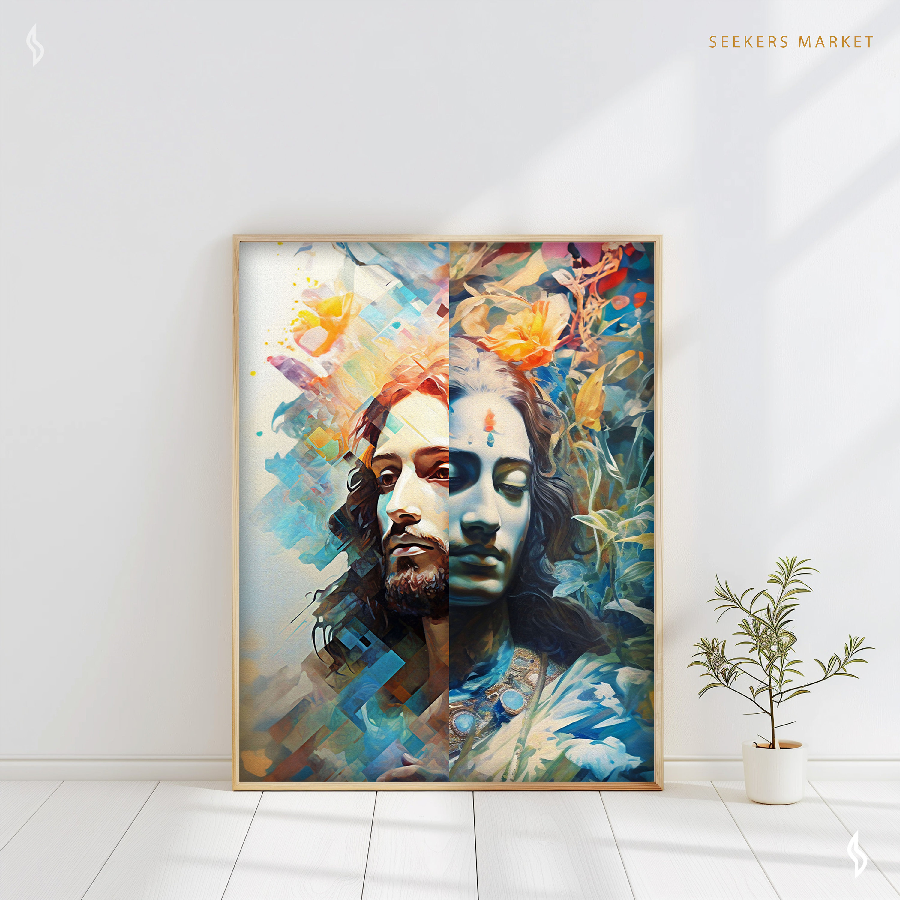 Krishna Jesus Portrait Art Print RJK5 Lord Krishna Jesus Christ ...