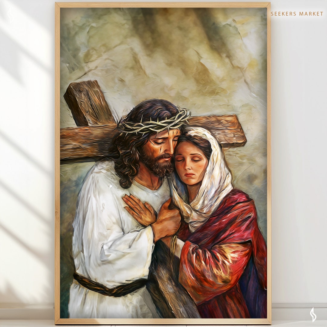 Easter Stations of the Cross Art 4 Jesus Meets His Mother, Digital ...