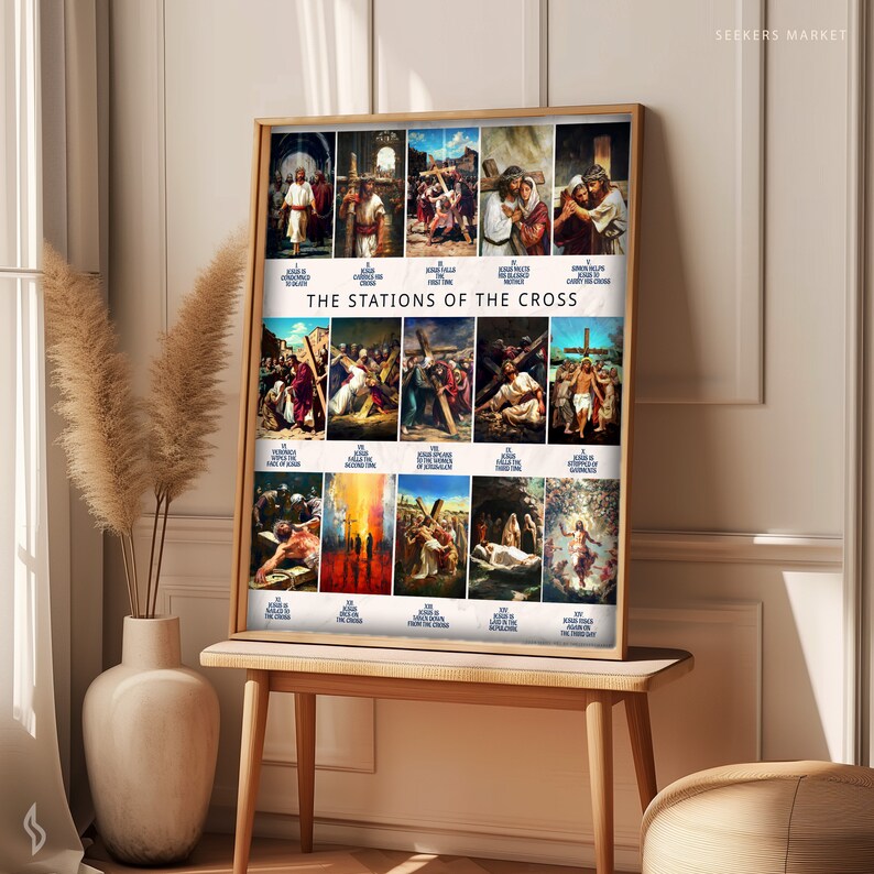 Stations of the Cross Printable Poster, 2024, Digital Art Catholic Art Christian Art Lent Easter ...