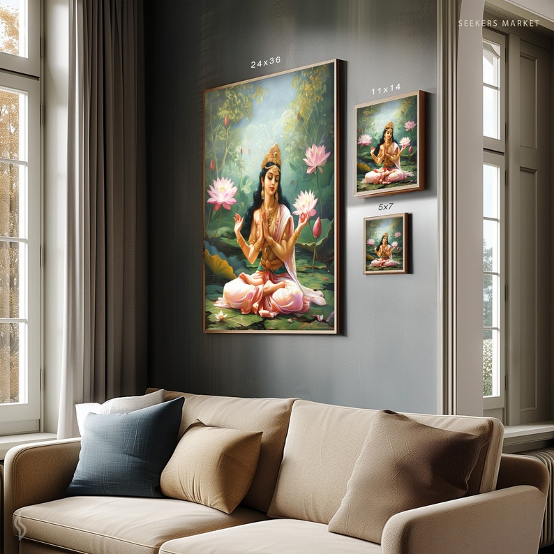 Goddess Lakshmi Art Print, Hindu Meditation Poster - Etsy Australia