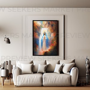 Virgin Mary Painting Poster Prayer Art of Mary Mother of Jesus Catholic ...