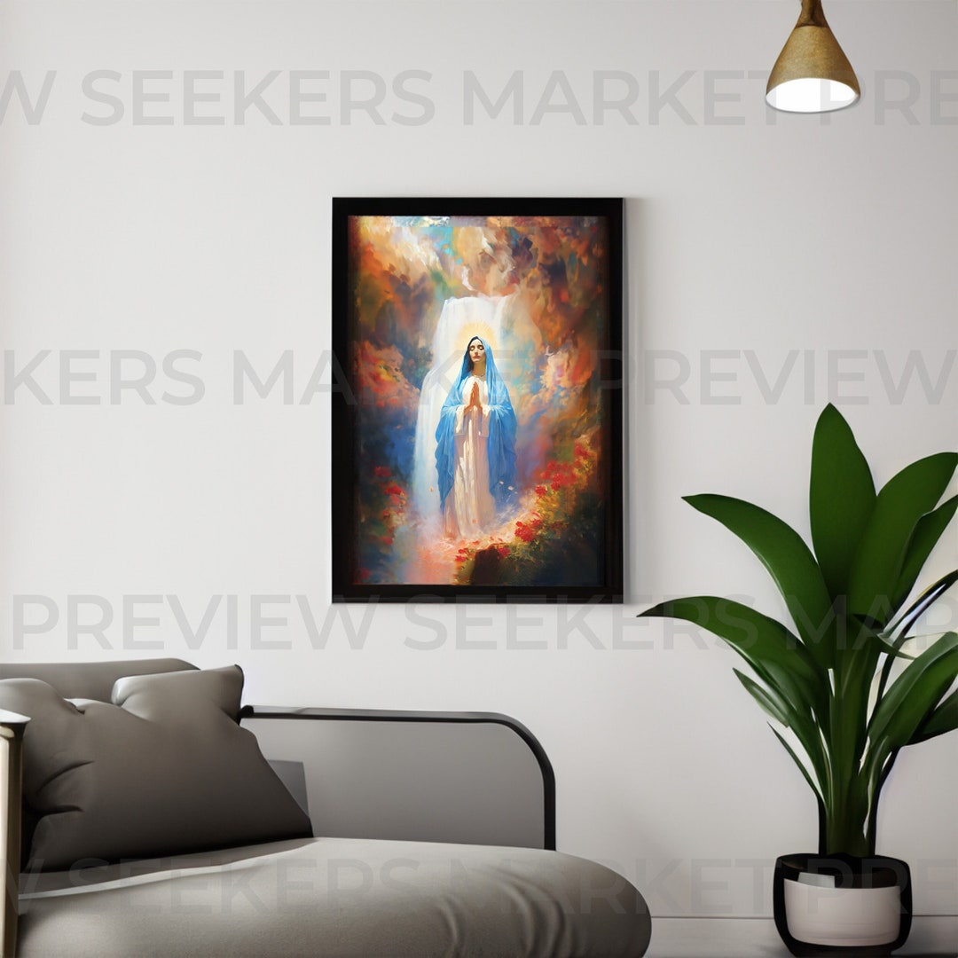 Virgin Mary Painting Poster Prayer Art of Mary Mother of Jesus Catholic ...