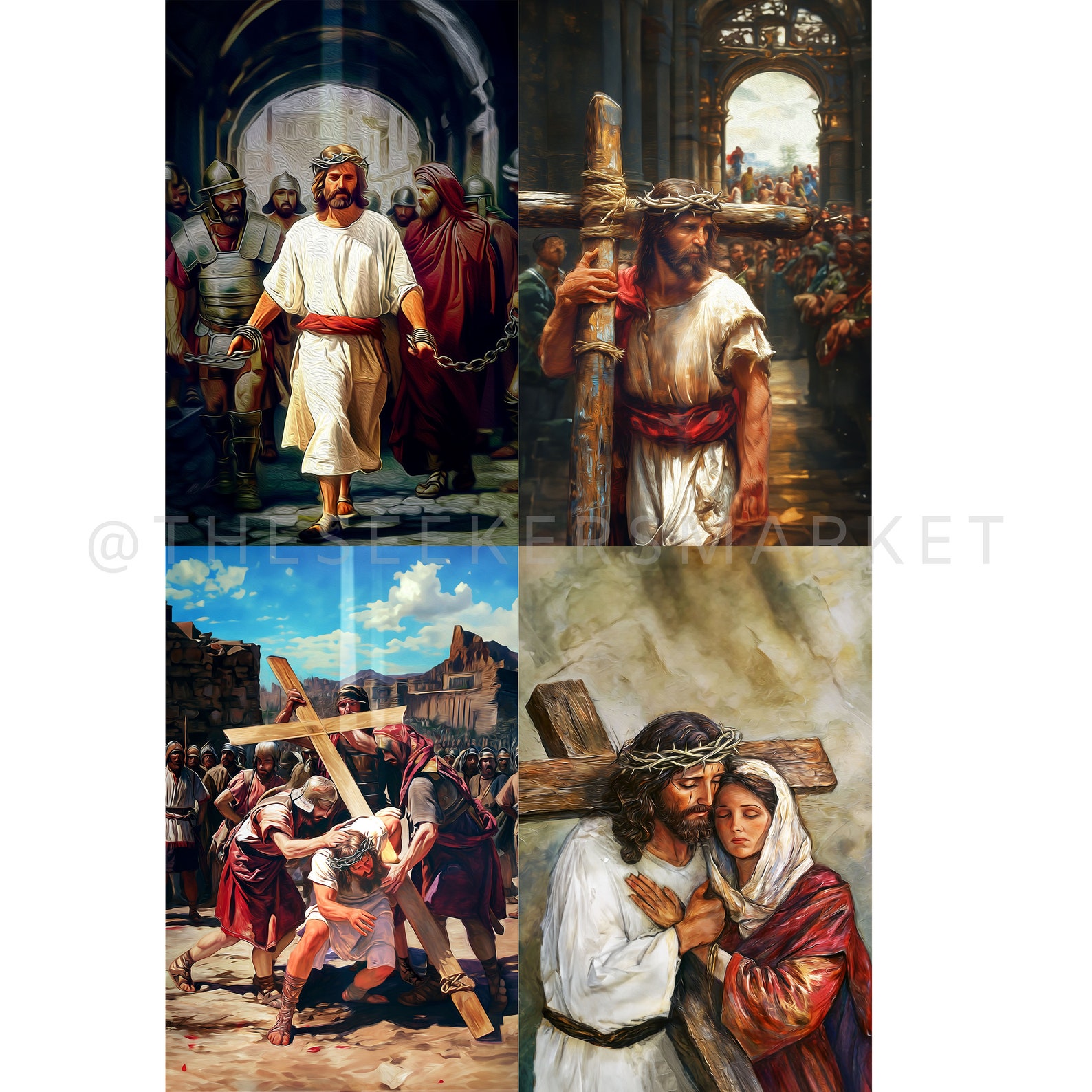 Stations of the Cross Art Prints, Lenten Holy Week, Jesus Crucifixion ...