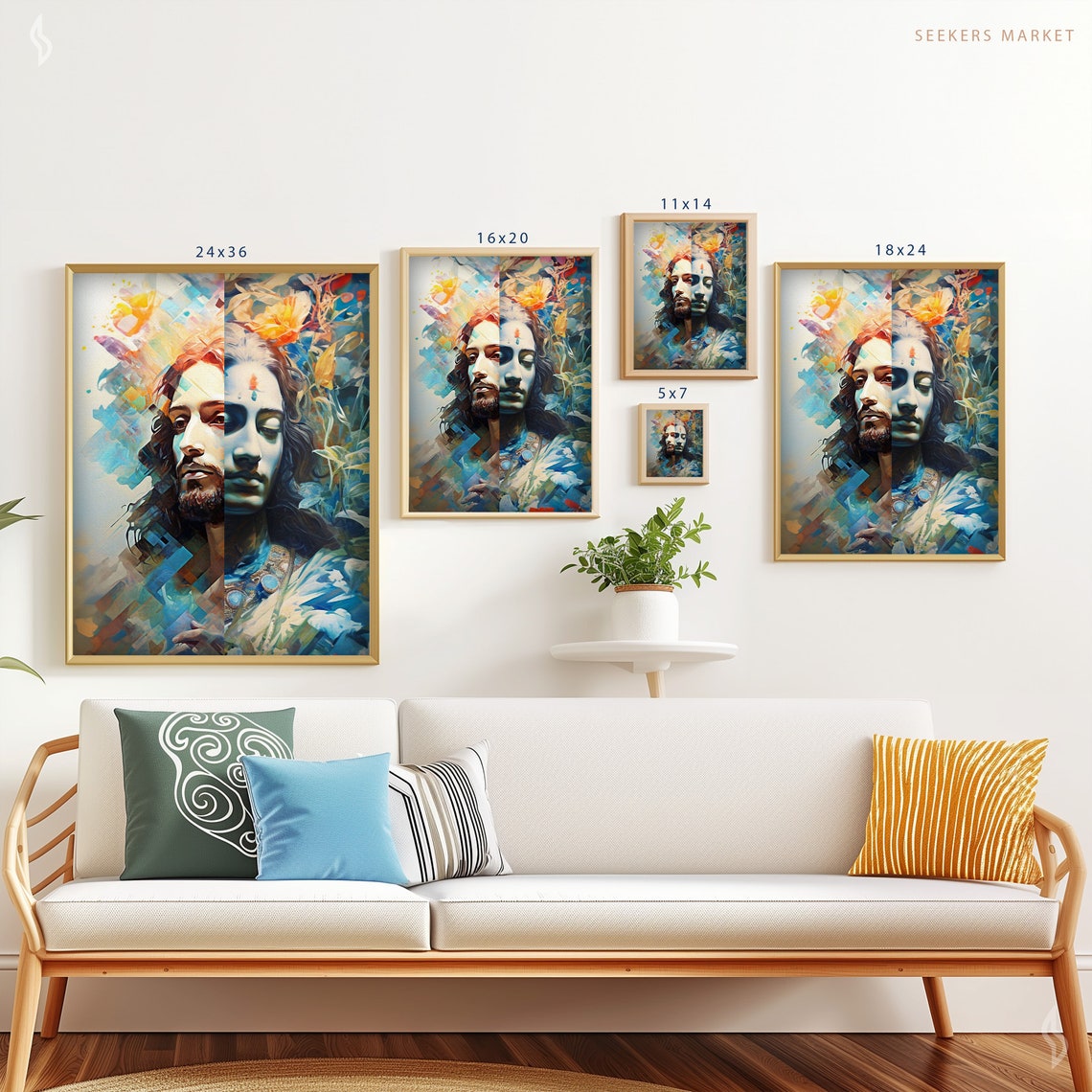 Krishna Jesus Portrait Art Print RJK5 Lord Krishna Jesus Christ ...