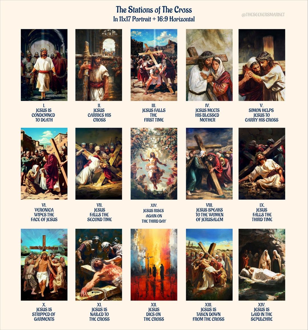 Stations of the Cross Series 2024 Prints Bundle, All Sizes, Framed ...