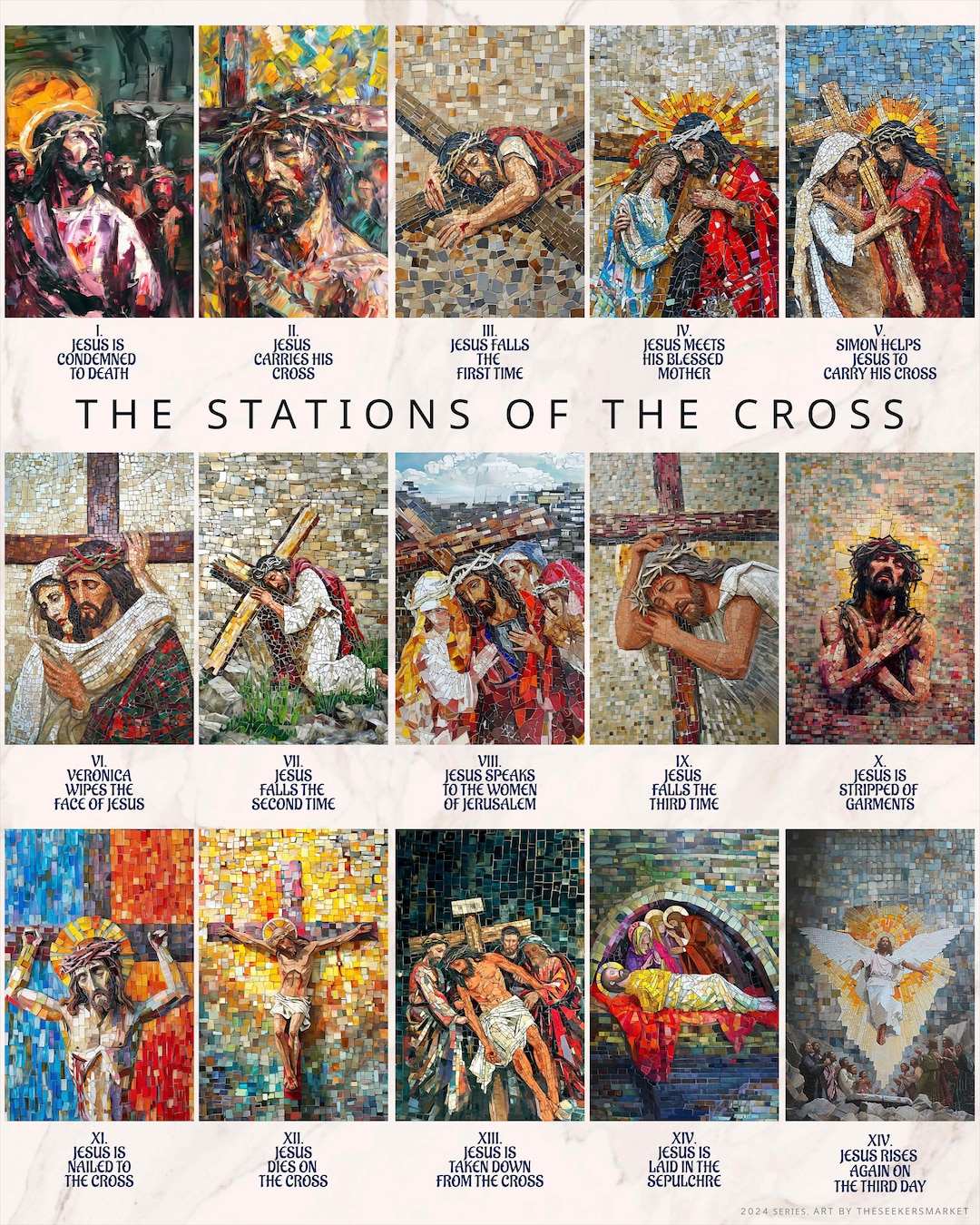 Stations of the Cross Art Series Pack Lent Confirmation Religious Decor ...