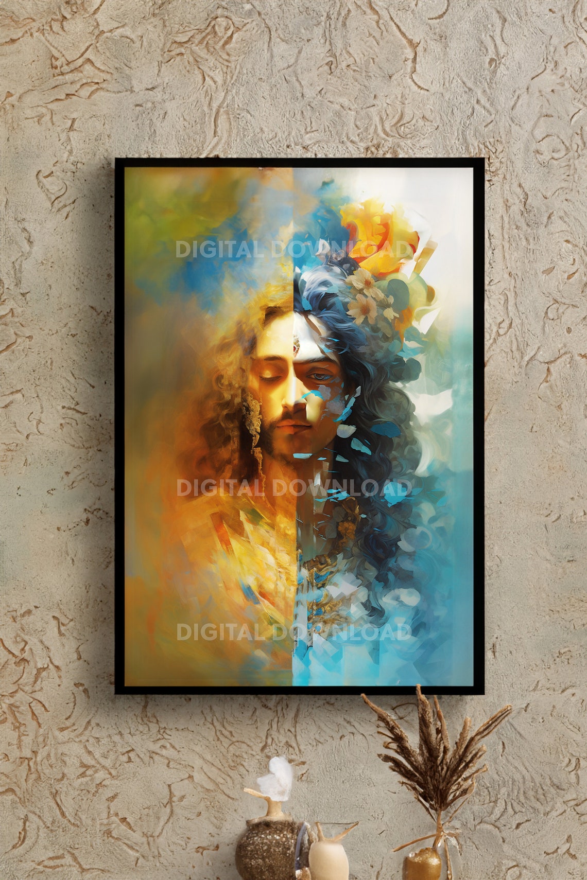 Jesus Krishna Portrait Illustration Christ Jesus Lord Krishna - Etsy