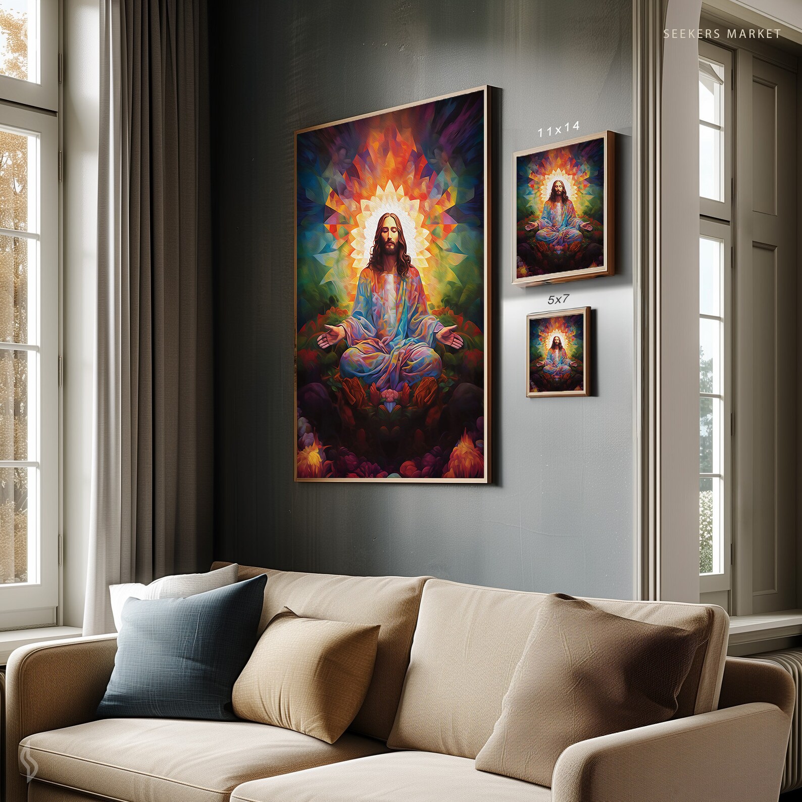 Jesus Prayer Art Poster Print Framed Psychedelic Jesus Painting ...