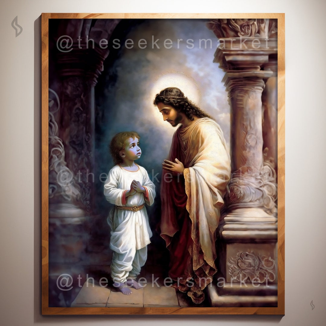 Jesus Christ Meets Lord Krishna Art Print Krishna Art Spirituality ...