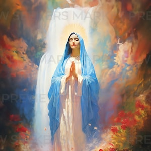 Virgin Mary Painting Poster Prayer Art of Mary Mother of Jesus Catholic ...