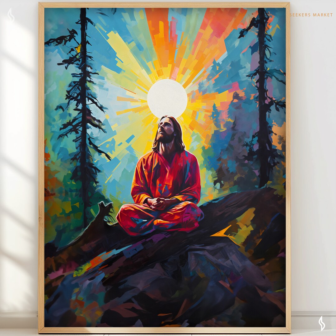Jesus Prayer Poster Print Jesus Meditating in Nature Painting Christian ...