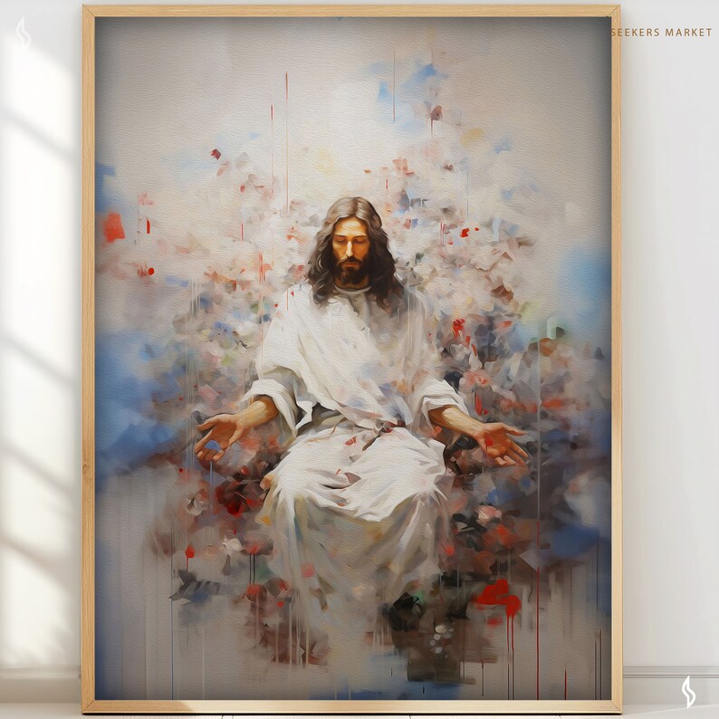 Jesus Art Print Prayer Wall Art Resurrection Rapture Crucifixion Art ...