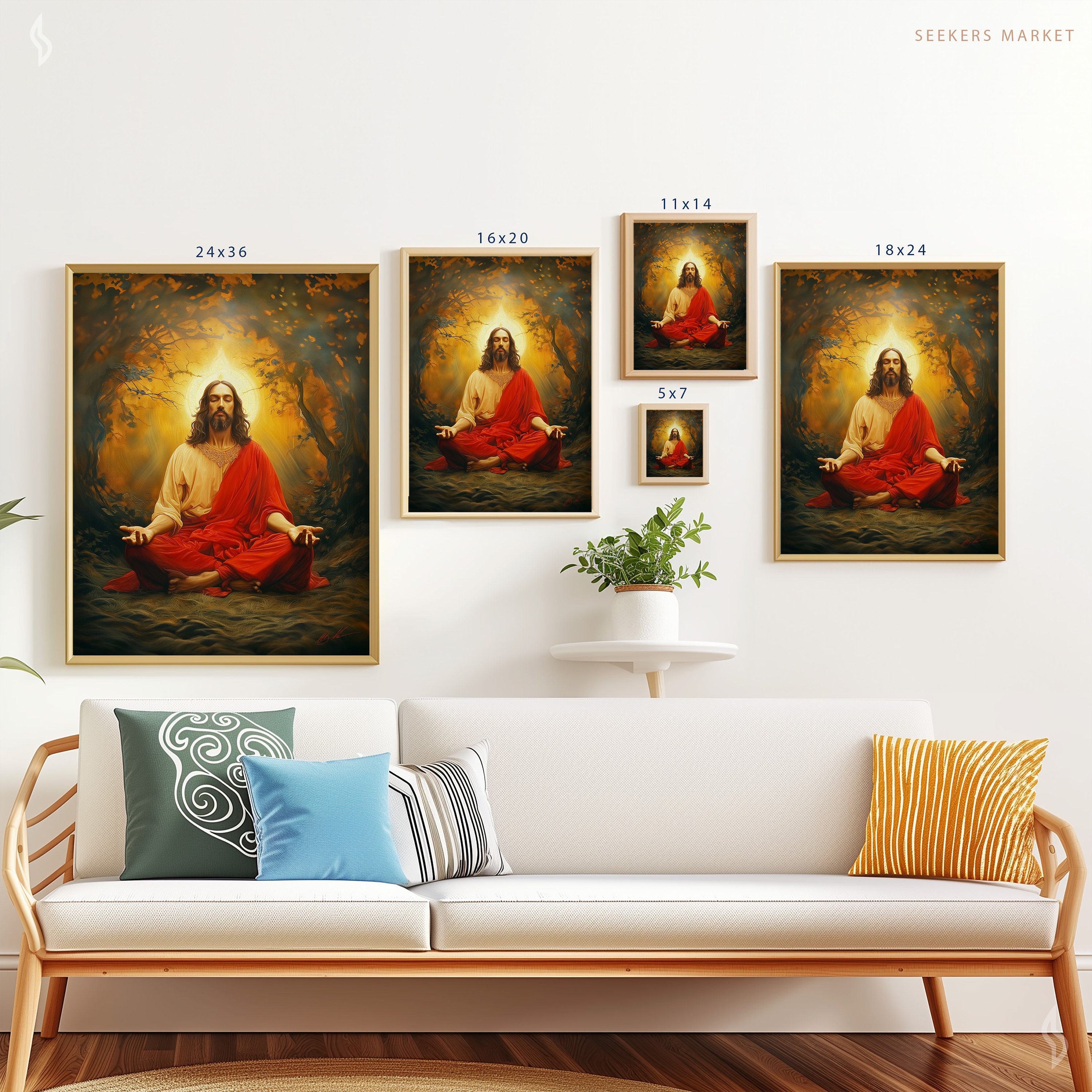 Meditation Jesus Wall Art Print Painting of Jesus Meditating Yoga ...