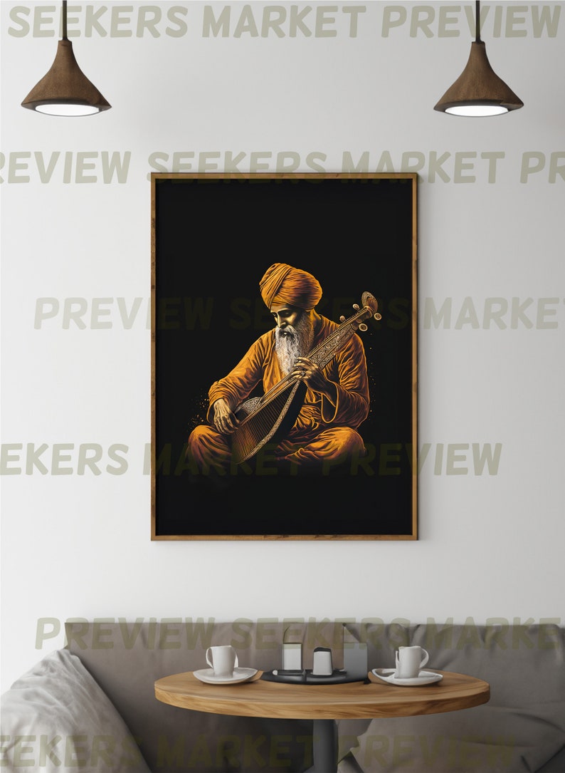 Guru Nanak Dev Ji Playing Rubab Sikhism Poster Sikh Premium Matte Paper ...