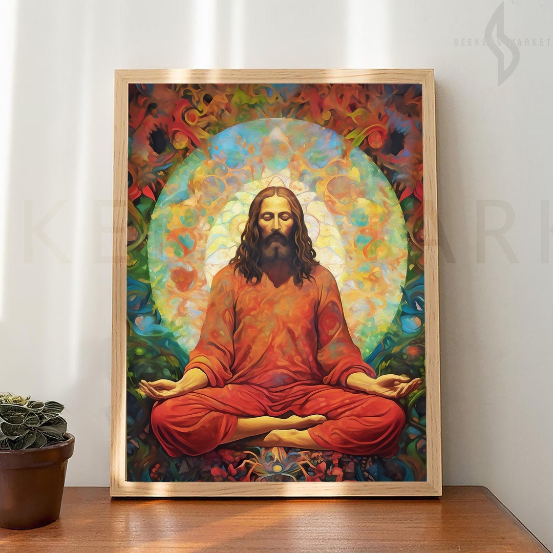 Sacred Jesus Art Print Psychedelic Meditation Wall Decor Spiritual ...