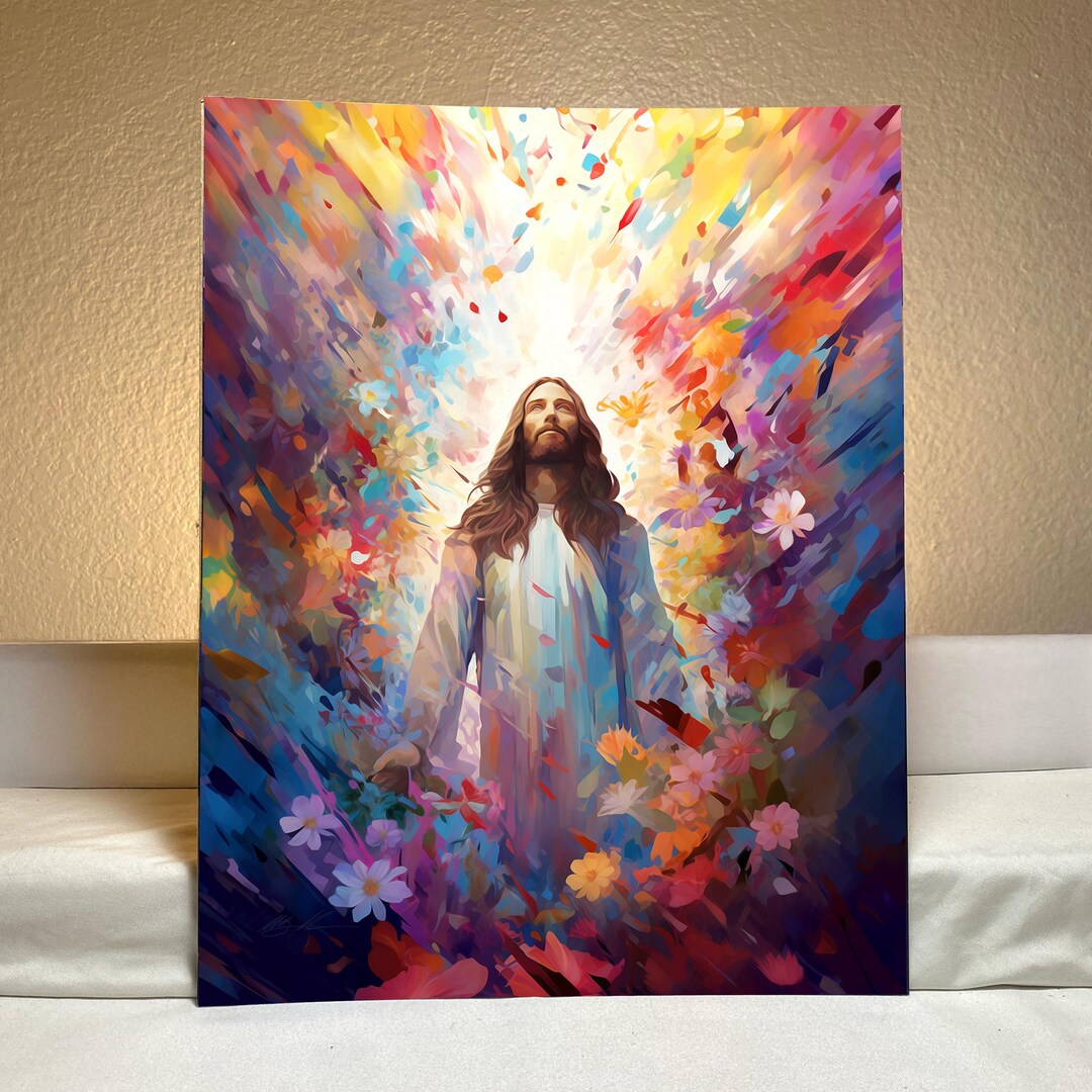 Jesus Flowers Art Christian Pop Art Poster Jesus Portrait Prayer Art ...