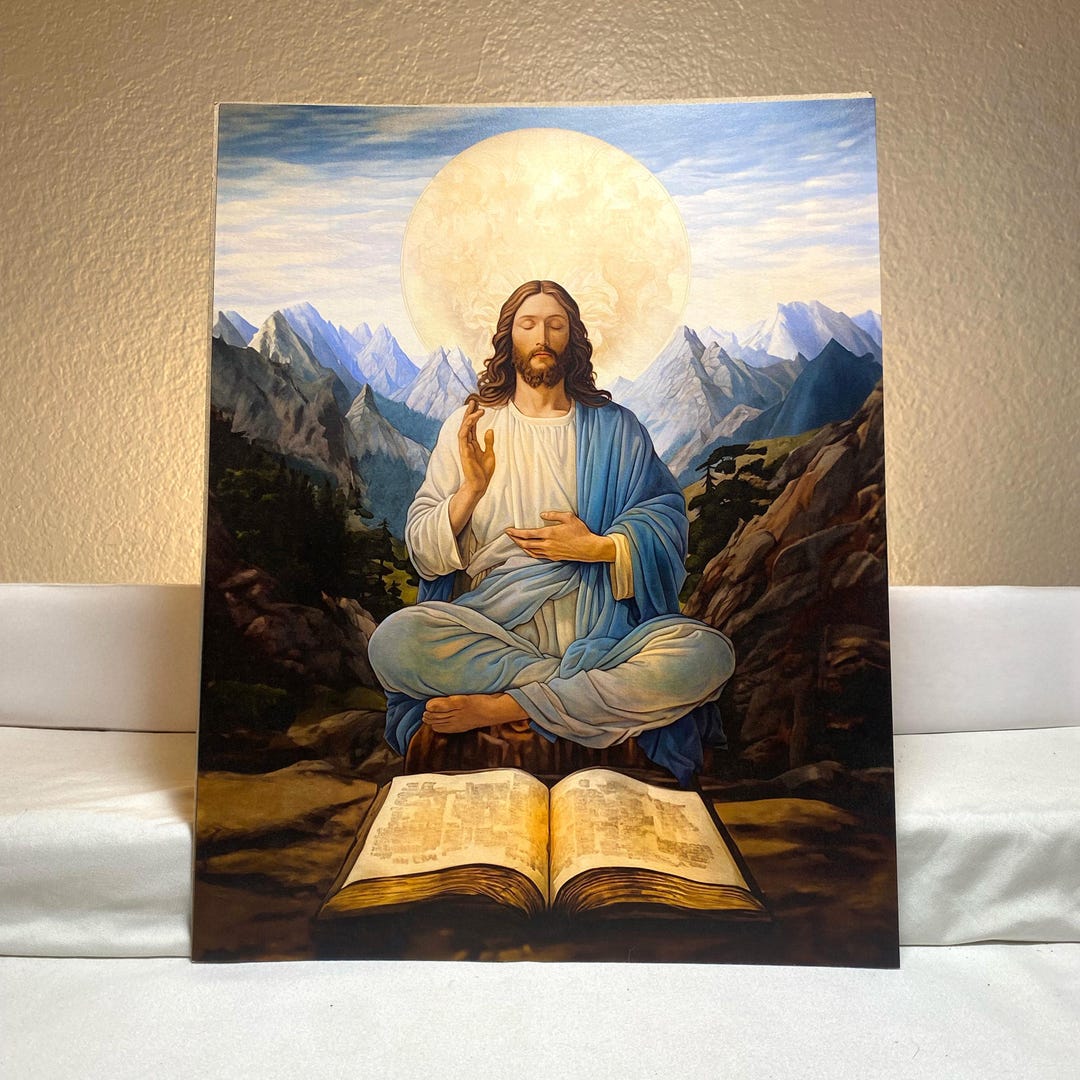 Bible Art Print Prayer Wall Art Jesus Meditation Painting Christian ...