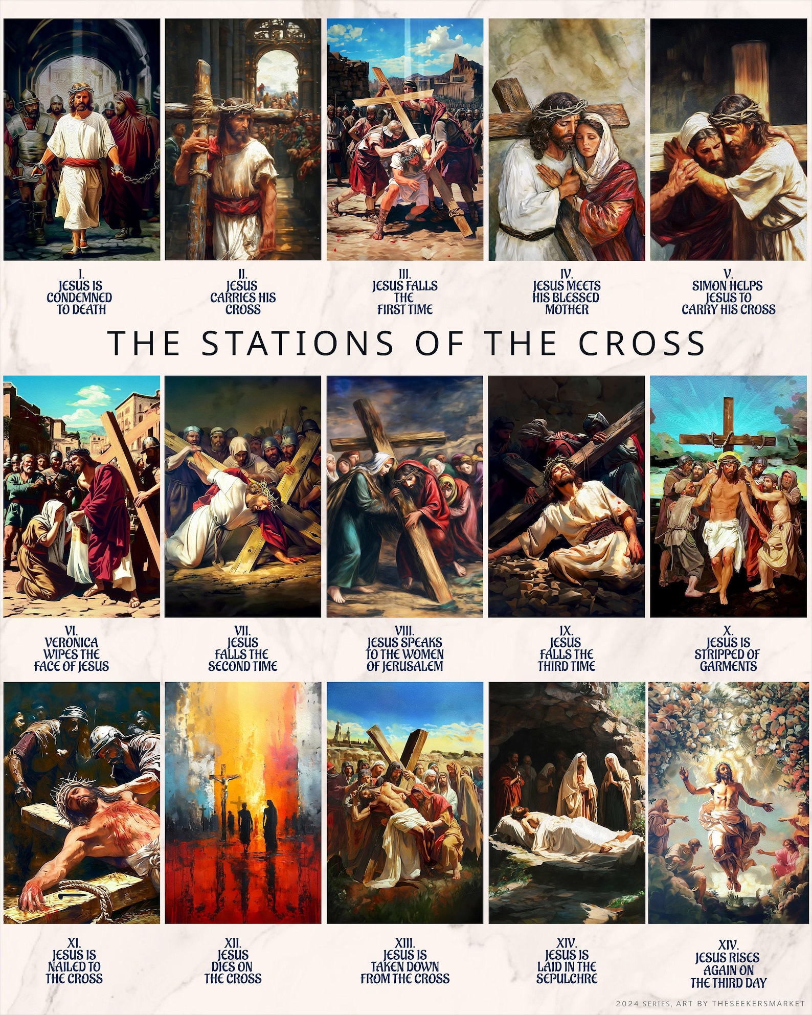 Stations of the Cross Single Poster, Catholic Christian Art (digital ...