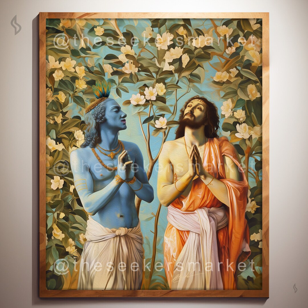 Jesus Christ Meets Lord Krishna Poster Baby Krishna Art Spirituality ...