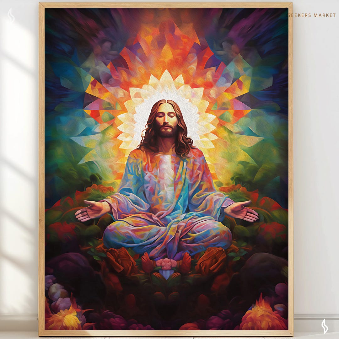 Jesus in Meditation Printable Art Trippy Jesus Prayer Art Psychedelic ...