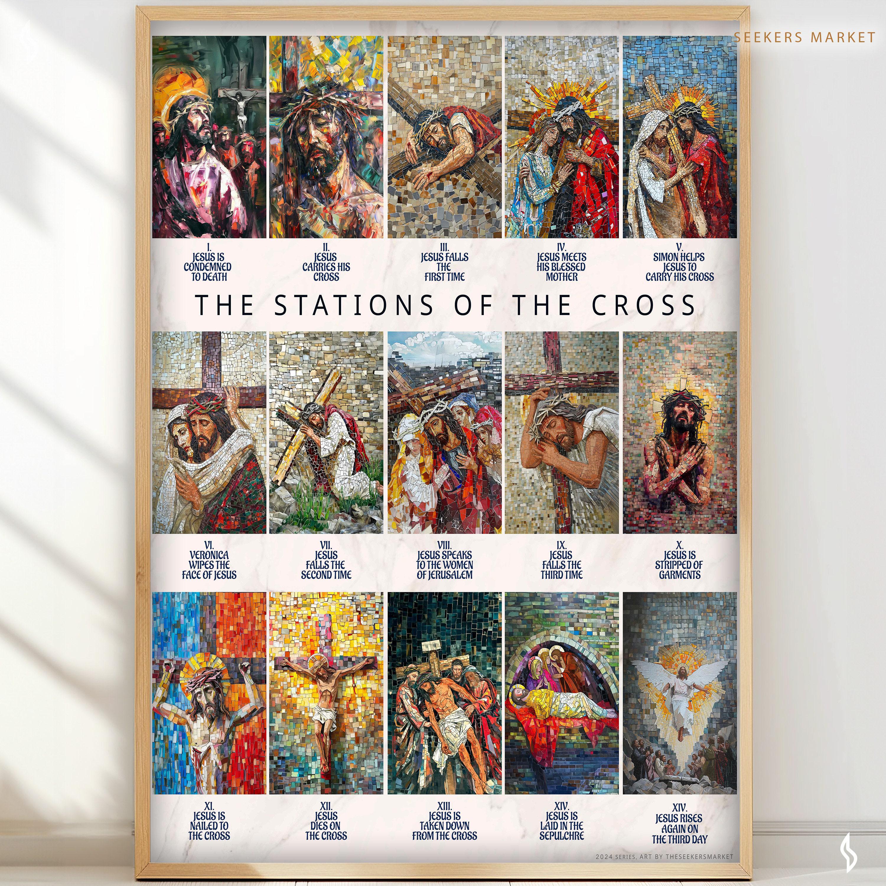 Stations of the Cross Poster, Catholic Lent Easter Art (digital ...