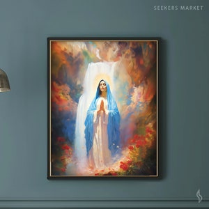 Virgin Mary Painting Poster Prayer Art of Mary Mother of Jesus Catholic ...