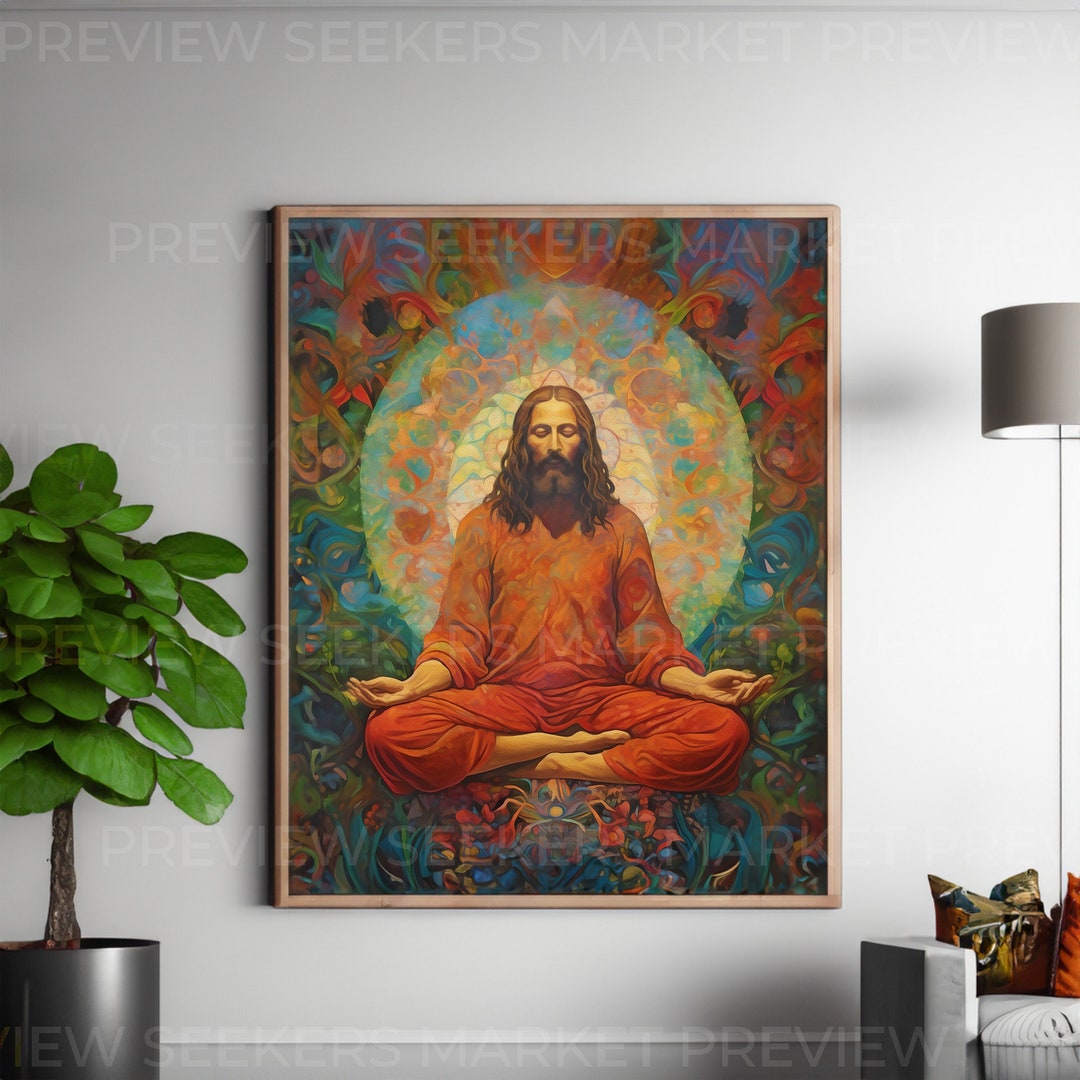 Jesus Christ Art Jesus Meditating Digital Illustration Christian ...