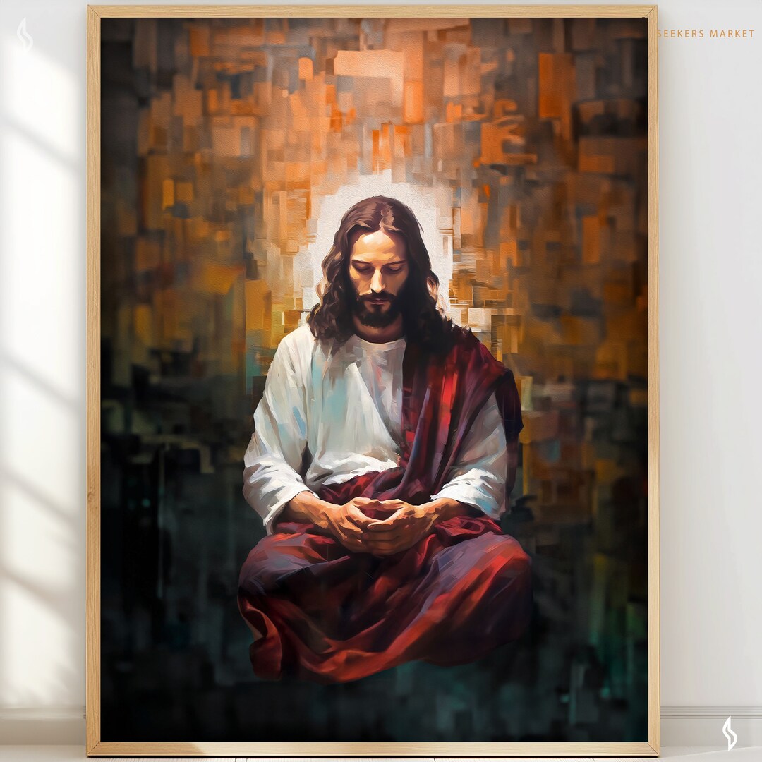 Jesus Art Mosaic Brown Jesus Painting Christian Gift Devotional Home ...