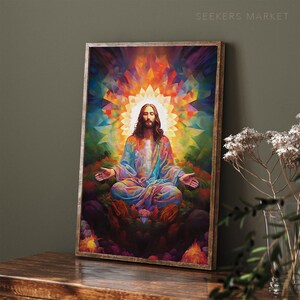 Psychedelic Jesus Art Trippy Jesus Meditating Jesus Painting Christ ...