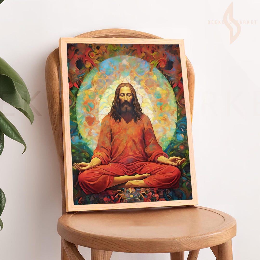 Sacred Jesus Art Print Psychedelic Meditation Wall Decor Spiritual ...