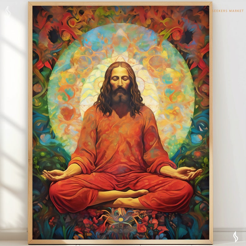 Meditating Jesus Meditation Art Print Psychedelic Jesus Painting ...