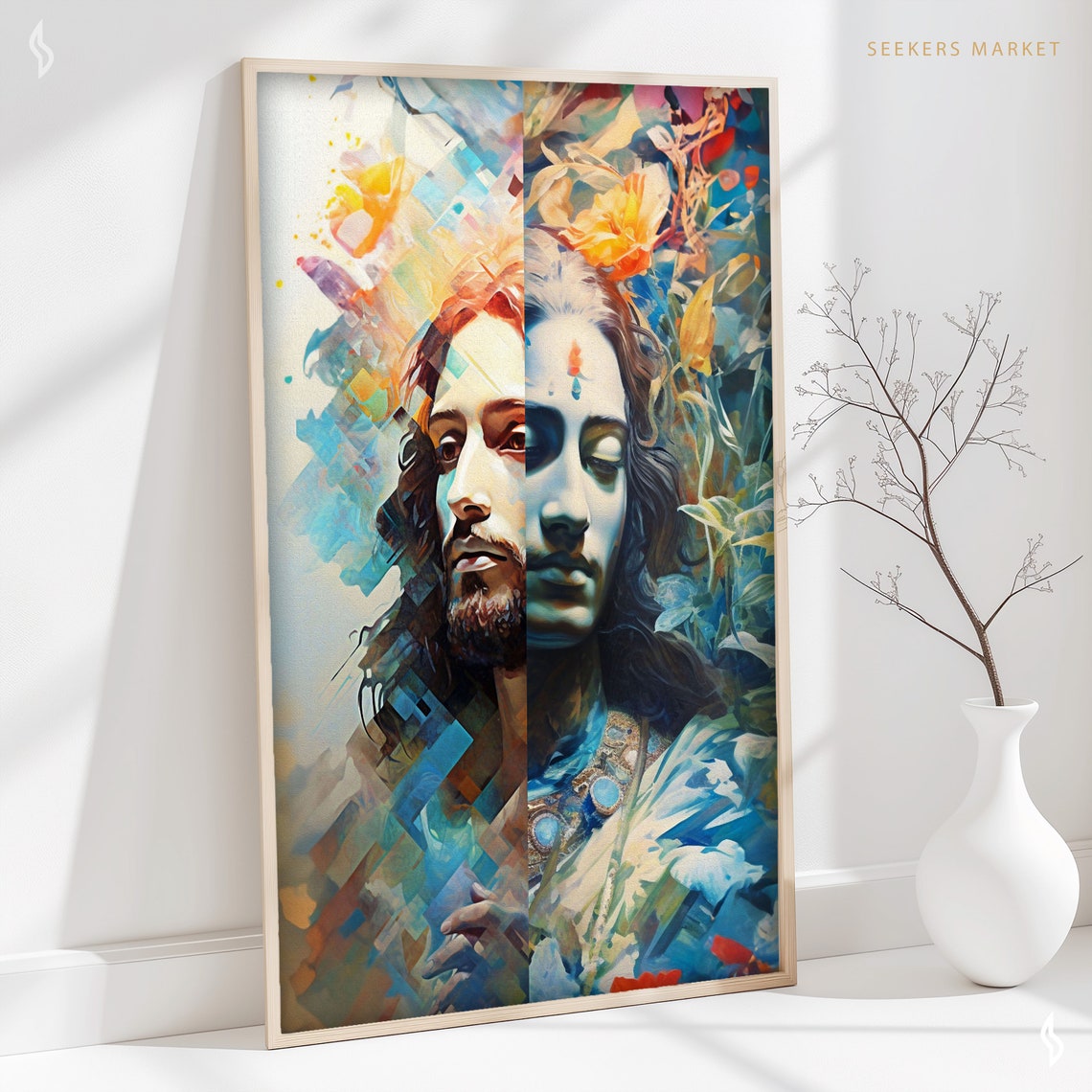Krishna Jesus Portrait Art Print RJK5 Lord Krishna Jesus Christ ...