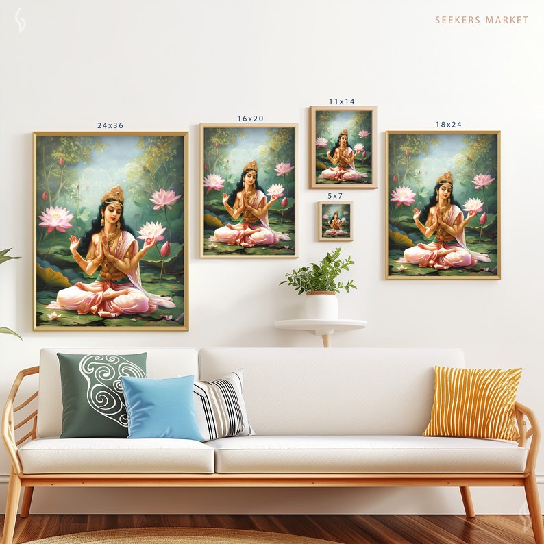 Goddess Lakshmi Art Print, Hindu Meditation Poster - Etsy Australia
