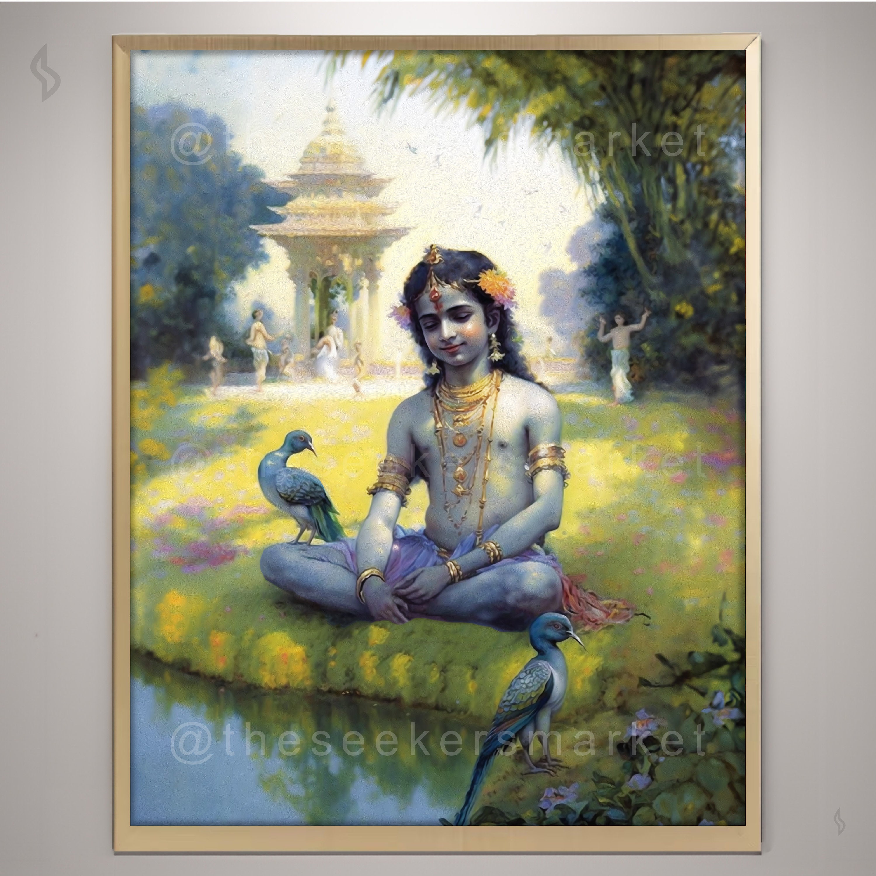 Krishna Art Hindu Gift Indian Home Decor Krishna Print Poster Baby Kid ...