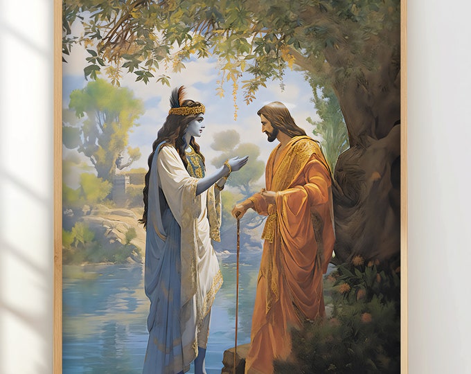 Krishna Art, Krishna & Arjuna ... Indian Vintage-style Devotional Print ...