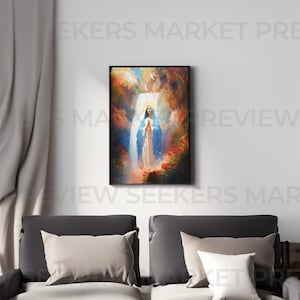 Virgin Mary Painting Poster Prayer Art of Mary Mother of Jesus Catholic ...