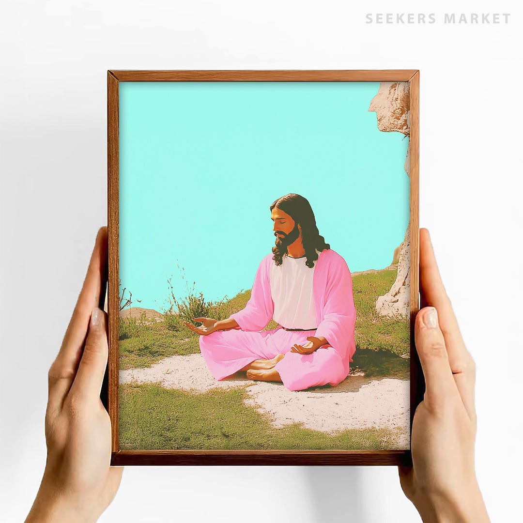 Jesus Pop Art Print Christian Boho Pink Pastel Retro Vintage Trippy ...